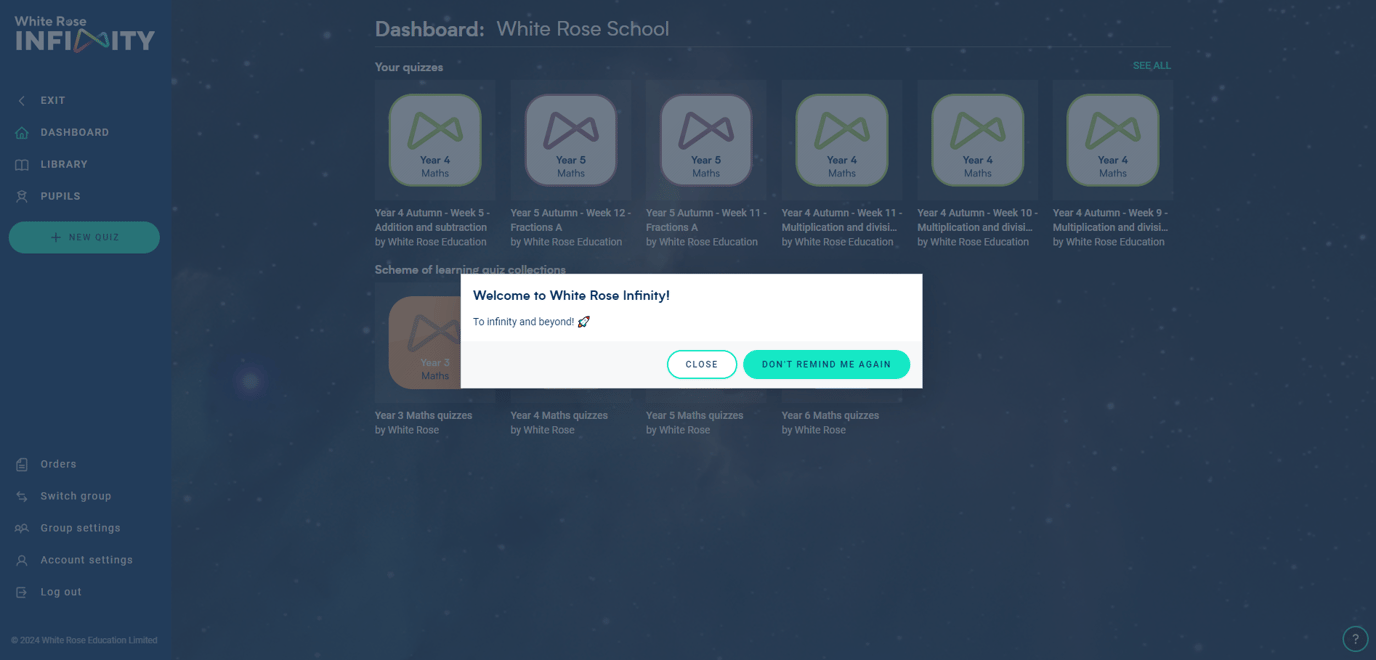 How to access White Rose Infinity through My account